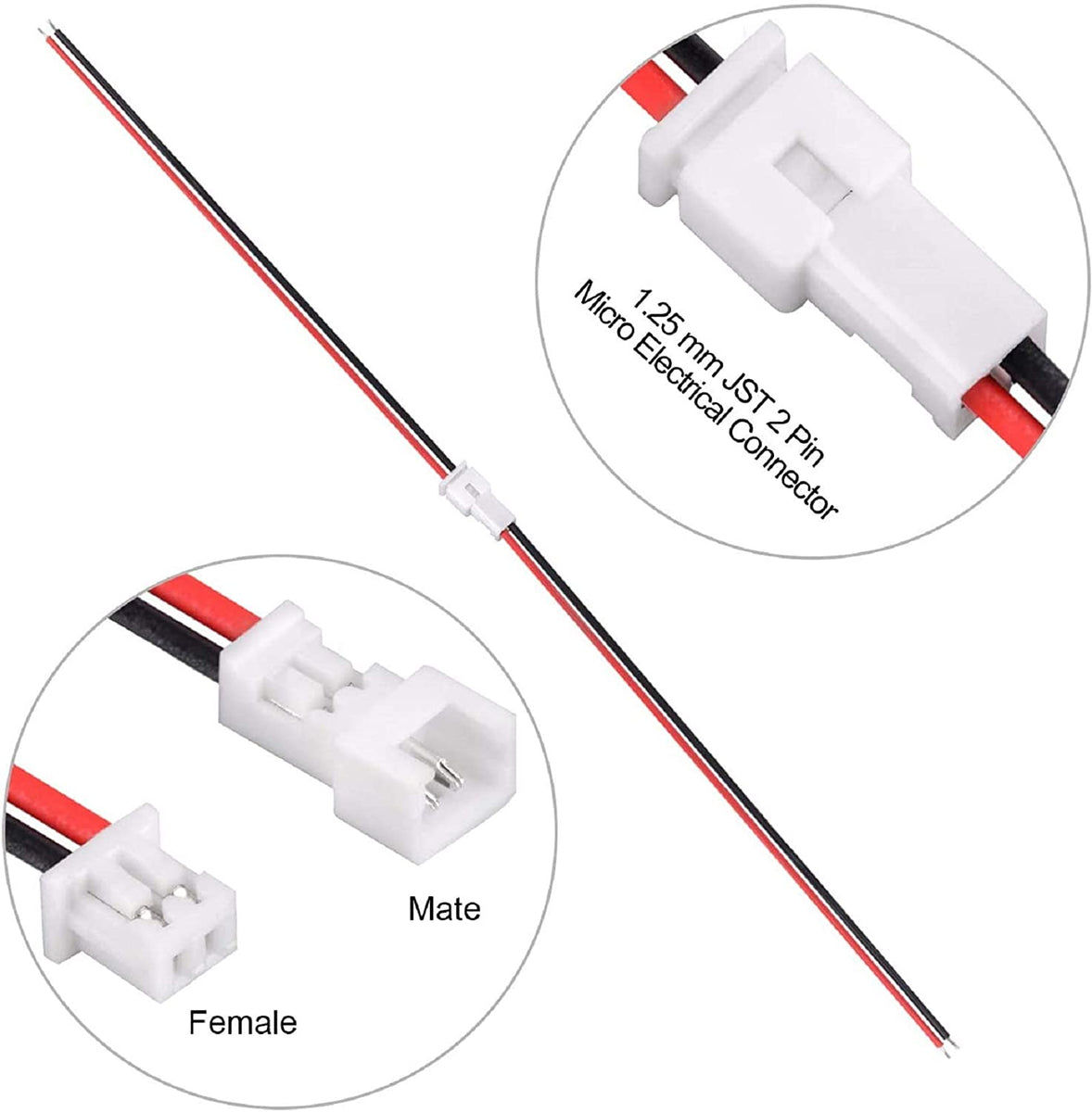 Pair of Micro JST GH 1.25mm 2pin Cable – BMK's Free Flight Store